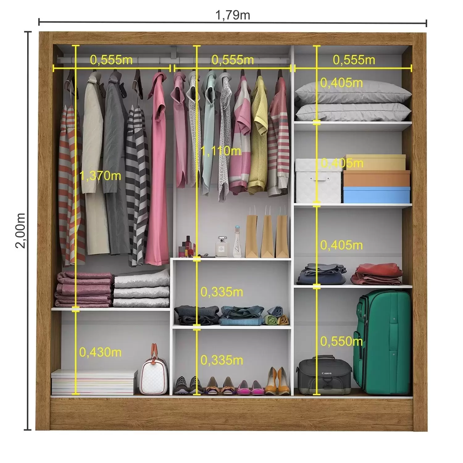 Roupeiro Clara Plus Gold Carioca Móveis-Freijó/Branco - Adriano Móveis ...